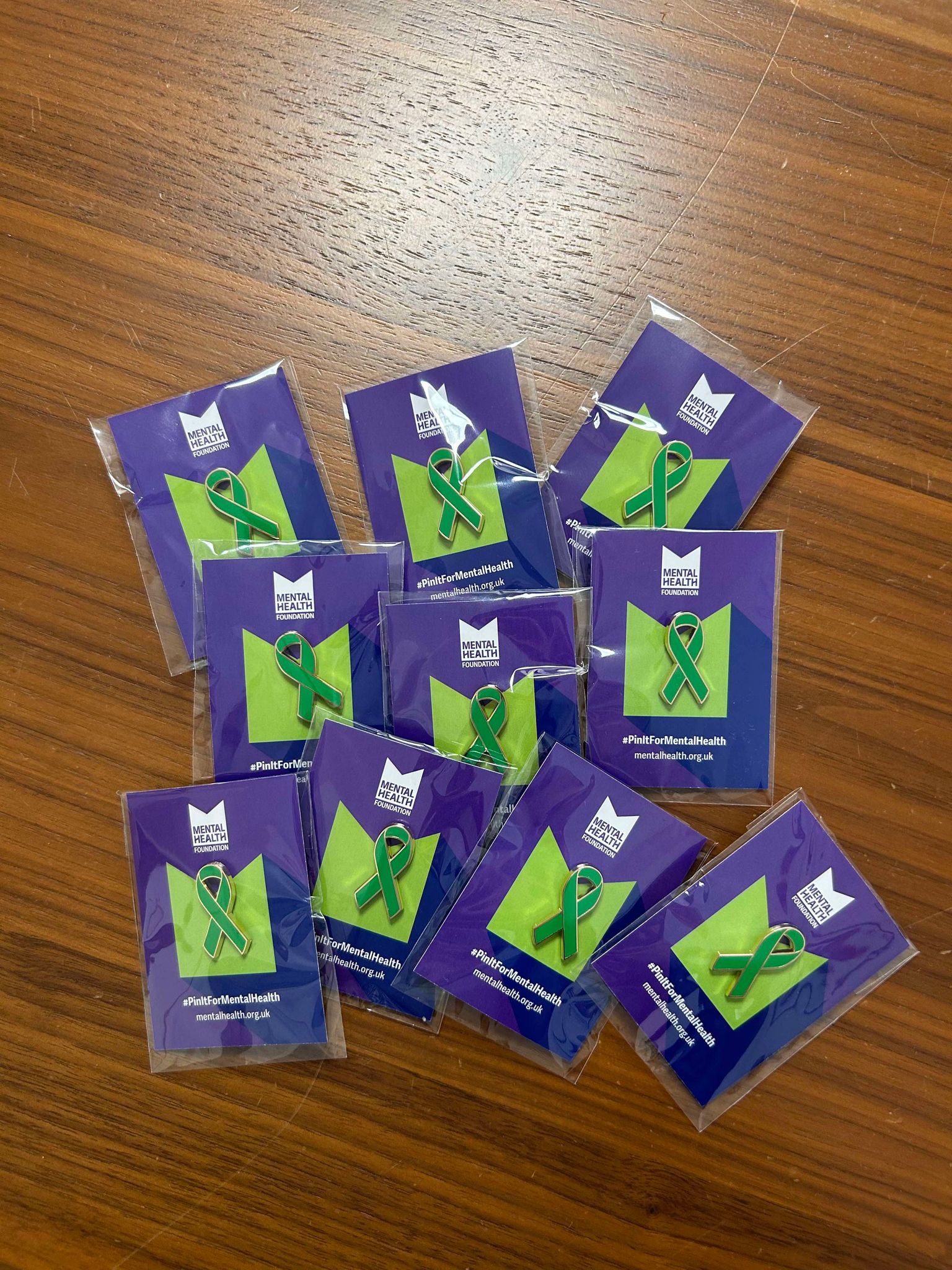 Green Ribbon pin badges - box of 50 – Mental Health Foundation